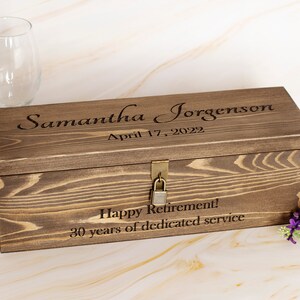 Retirement Wine Box With Lock | Personalized With Name and Date, Custom ...