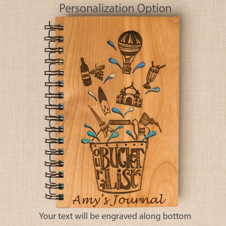 Bucket List Personalized Wood Journal - Bamboo, Birch Options - Etsy