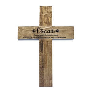 Pet Memorial Cross With Photo Option | Personalized Wood Cross for Dogs ...