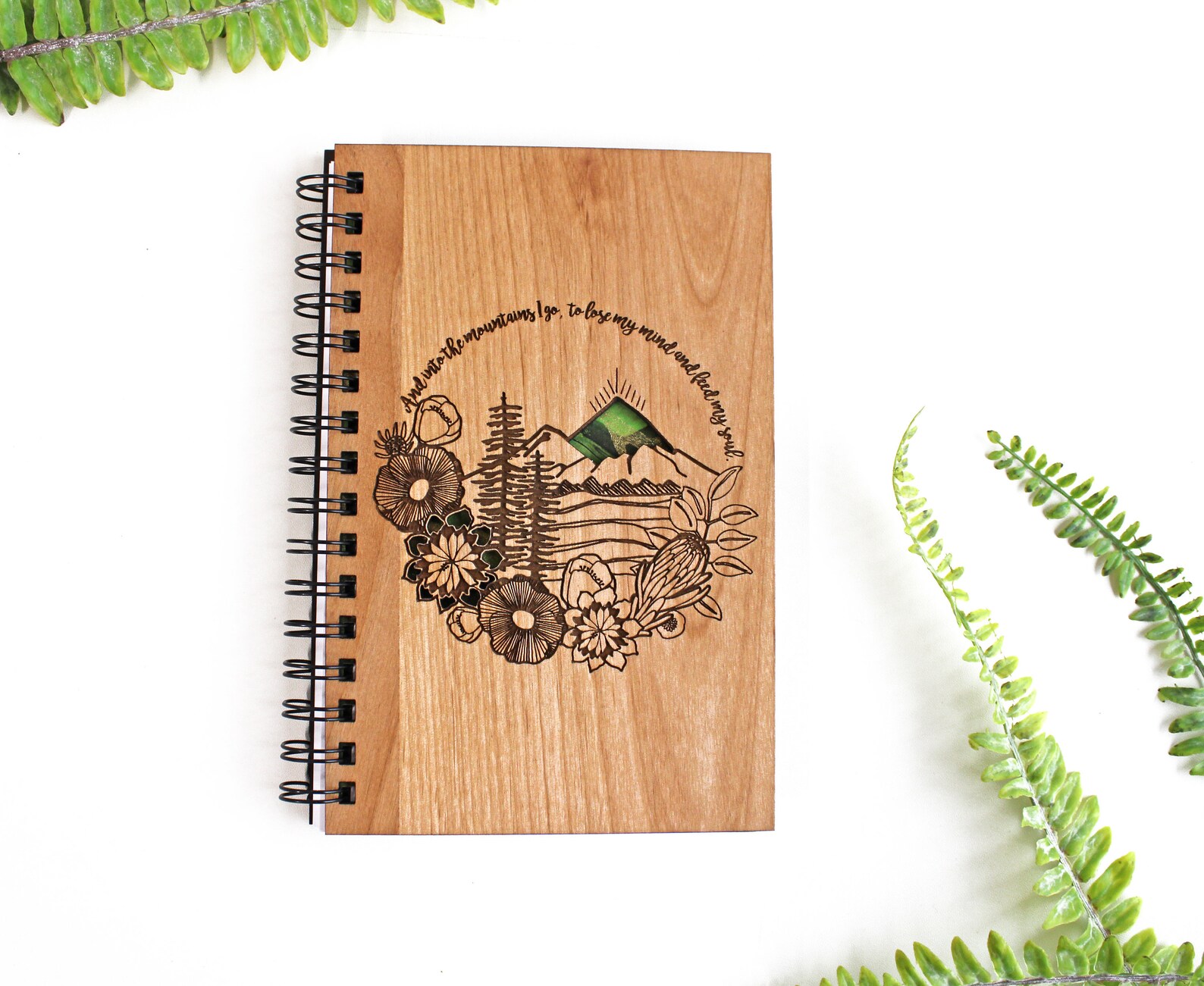 Mountains Personalized Wood Journal Bamboo Alder Birch - Etsy
