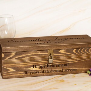 Retirement Wine Box With Lock | Personalized With Name and Date, Custom ...