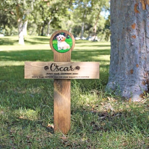 Pet Memorial Cross With Photo Option | Personalized Wood Cross for Dogs ...