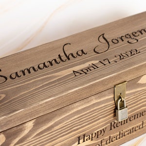 Retirement Wine Box With Lock | Personalized With Name and Date, Custom ...