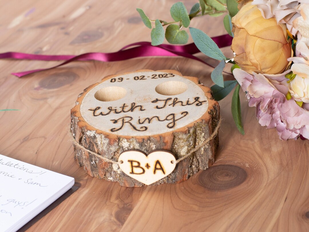 Rustic Ring Box Tree Stump Ring Bearer Pillow Alternative With This ...