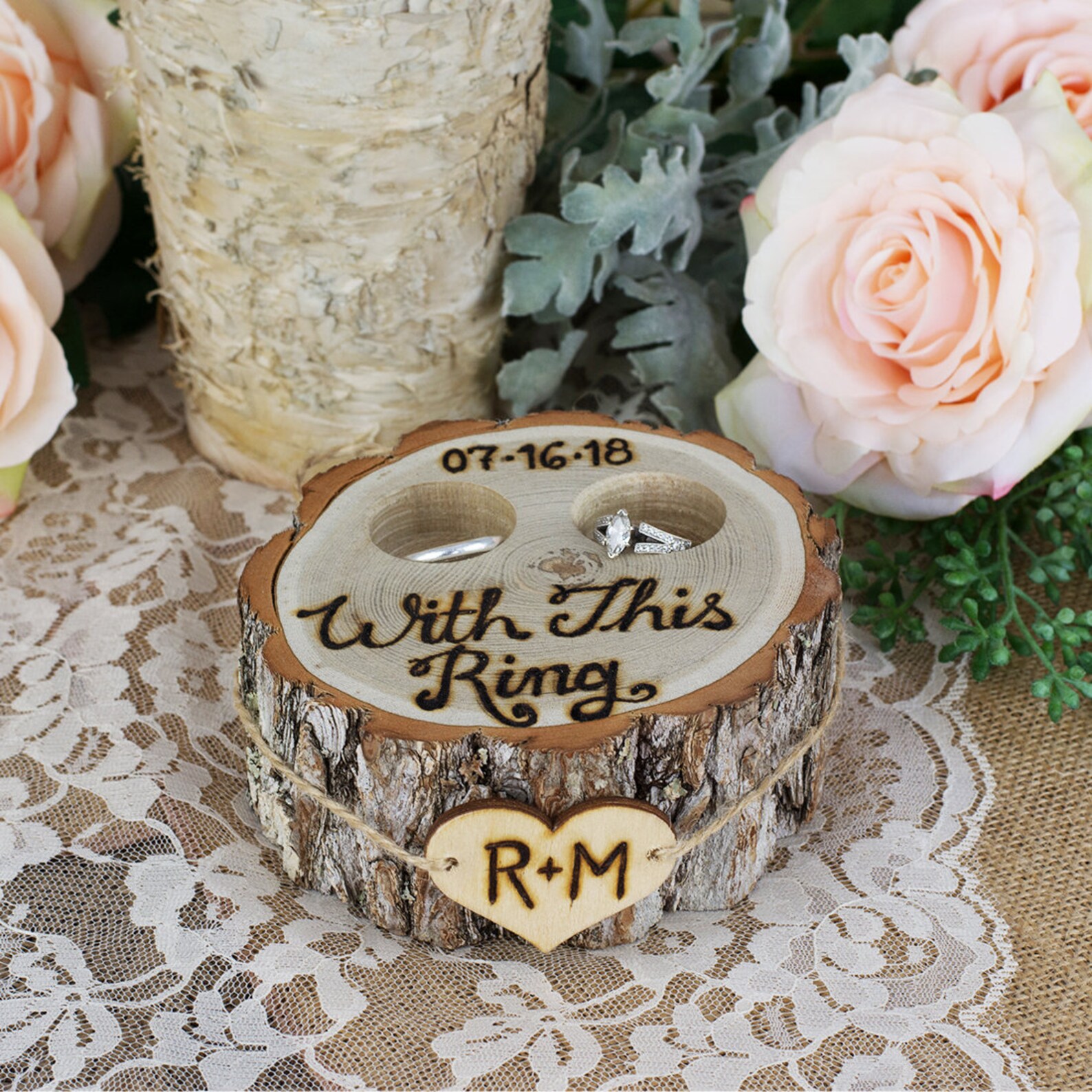 Rustic Ring Box Tree Stump Ring Bearer Pillow Alternative - Etsy