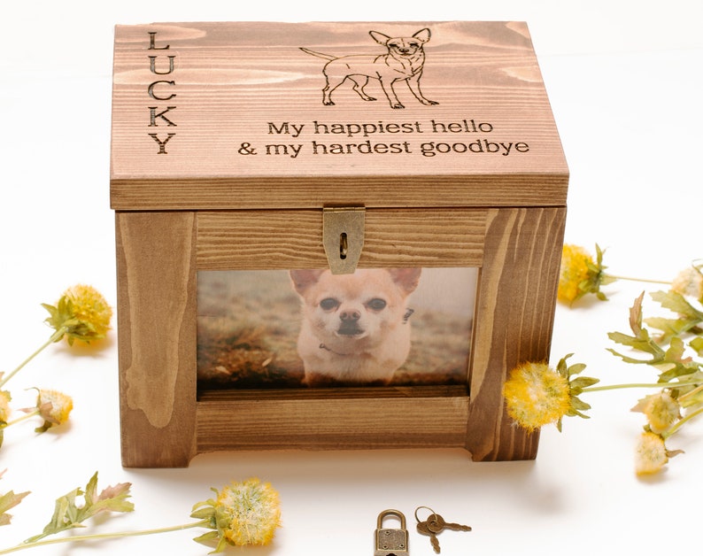 Personalized Pet Memory Box / Urn With Name and Text With Dog Breed ...