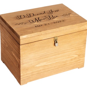 Personalized Wood Wedding Card Chest - Name With Date and Wreath Design ...