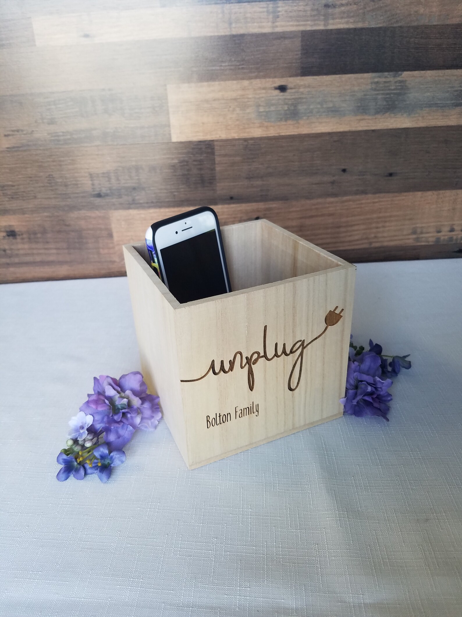 Unplug Phone Box Crate Wood Cell Phone Holder | Etsy