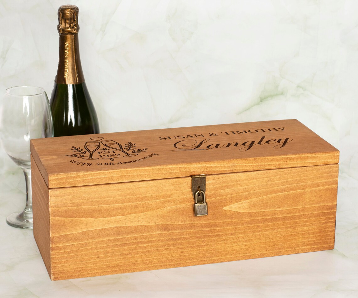 Champagne Box With Lock Extra Large Wine Box Anniversary - Etsy