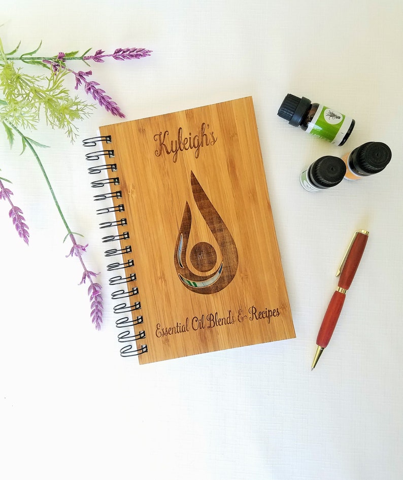 Wood Journal Essential Oil Drop Personalized Journal | Etsy