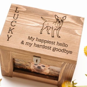 Personalized Pet Memory Box / Urn With Name and Text With Dog Breed ...