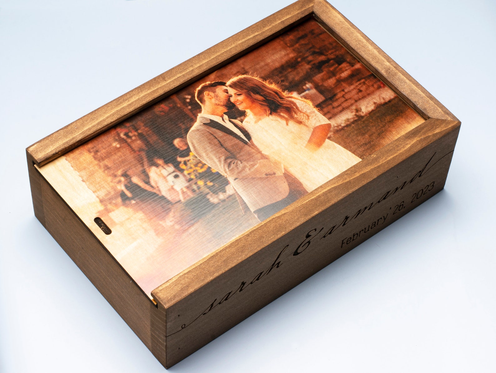 Handmade Photo Storage Box Solid Wood | USB Drive Box | Photo Print on ...