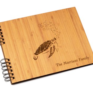 Sea Turtle Personalized Wood Photo Album | Beach House Guest Book ...