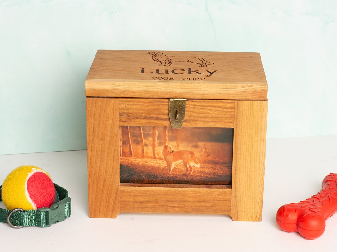 Personalized Pet Memory Box / Urn With Name With Dog Breed Picture ...