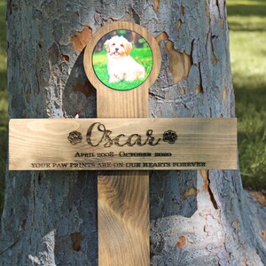 Pet Memorial Cross With Photo Option | Personalized Wood Cross for Dogs ...