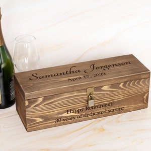 Retirement Wine Box With Lock | Personalized With Name and Date, Custom ...