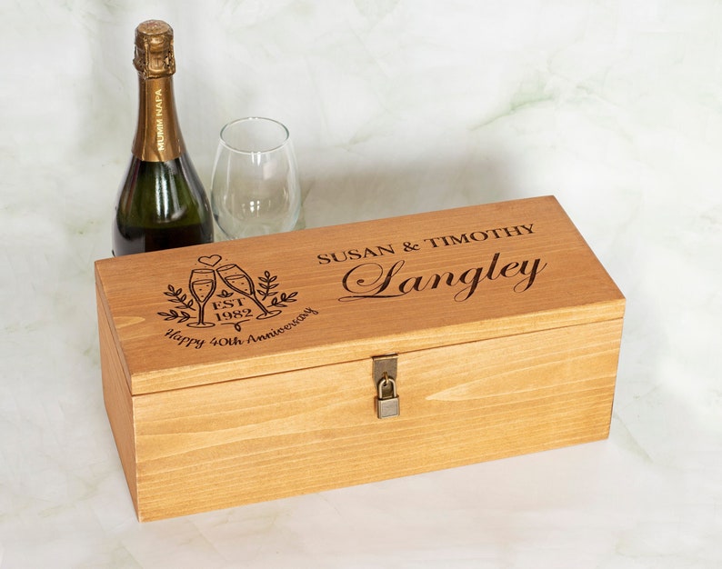 Champagne Box With Lock | Extra Large Wine Box | Anniversary Time ...