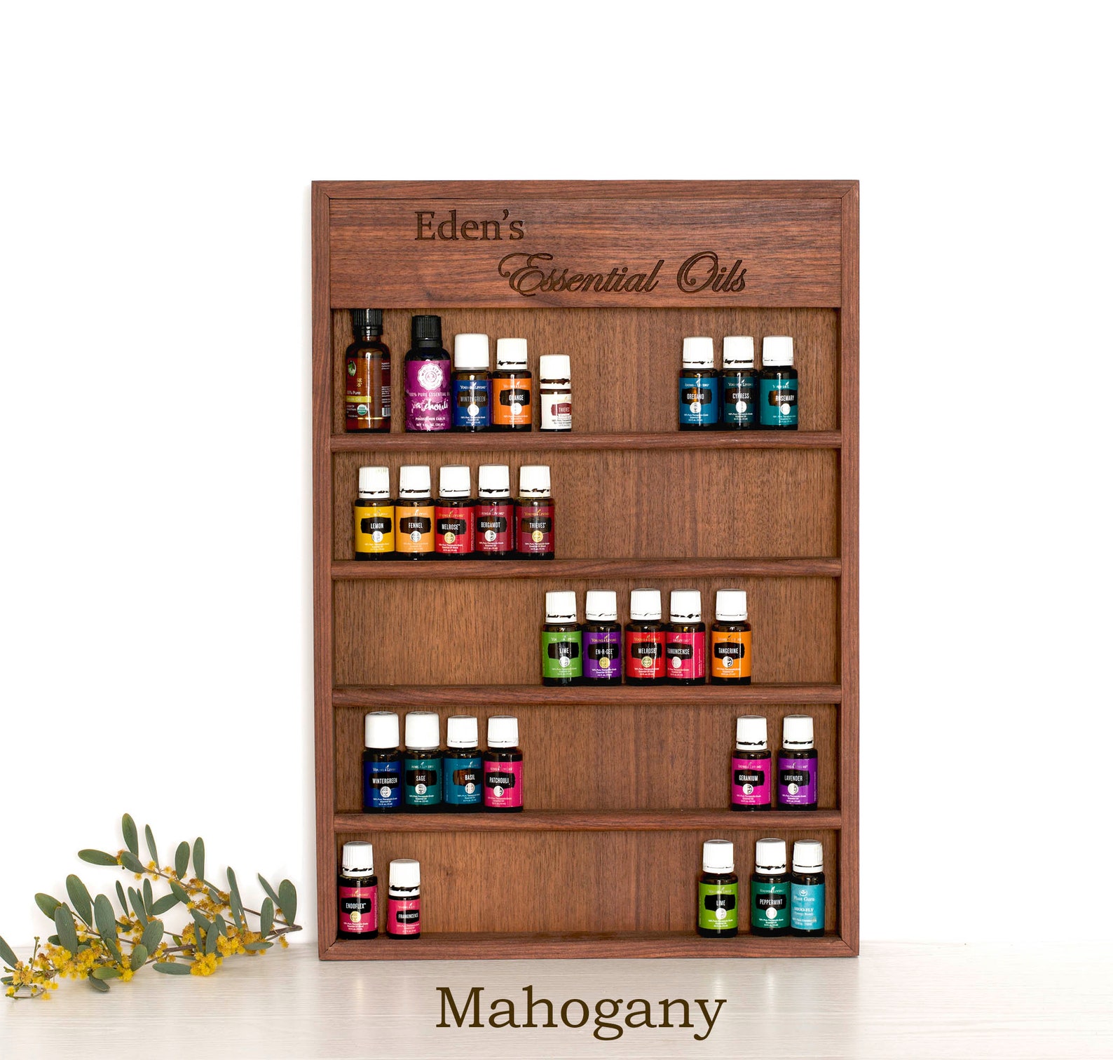 Essential Oil Storage Engraved Wood Shelf Wall Rack | Etsy