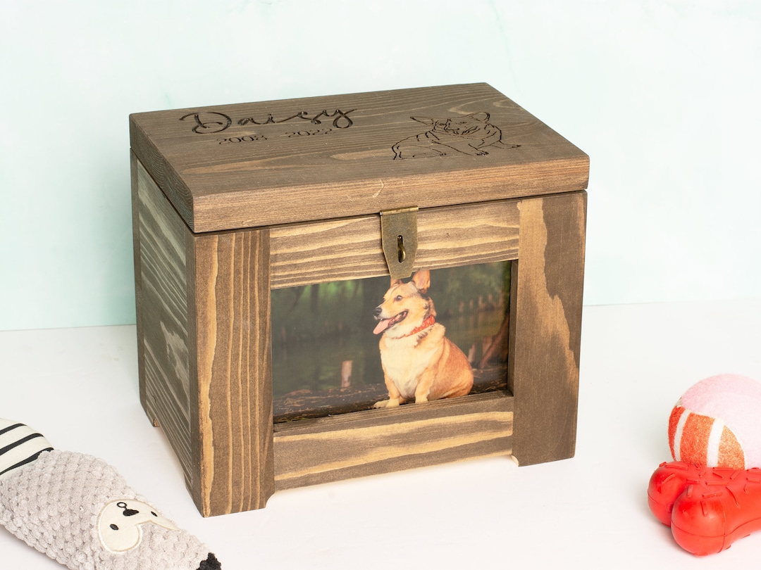 Personalized Pet Memory Box / Urn With Name and Dog Breed Picture ...