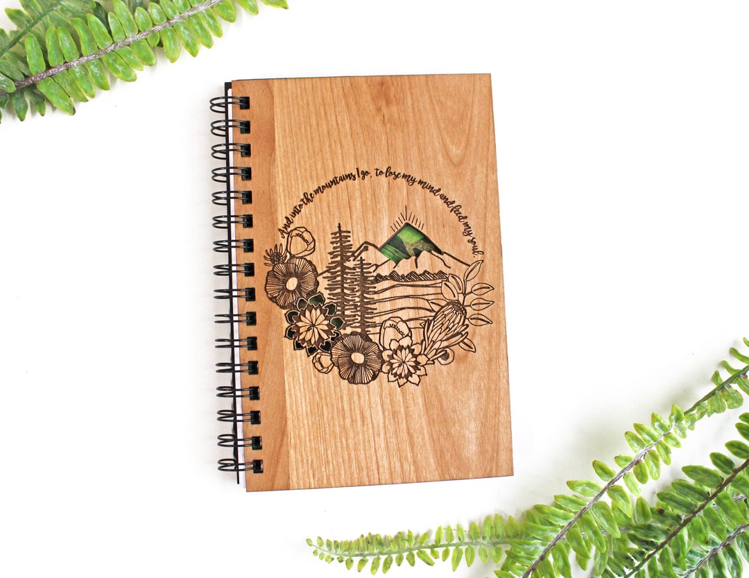 Mountains Personalized Wood Journal - Bamboo, Birch Options - Etsy