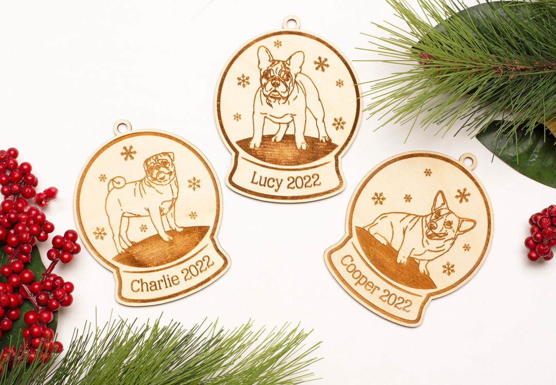 Dog Snowglobe Christmas Ornament, Multiple Breed Shapes With ...