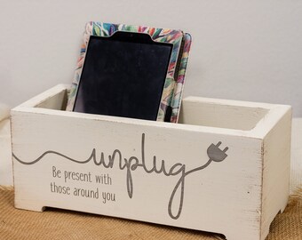 Unplug Phone Box Crate - Wood Cell Phone Holder - Etsy