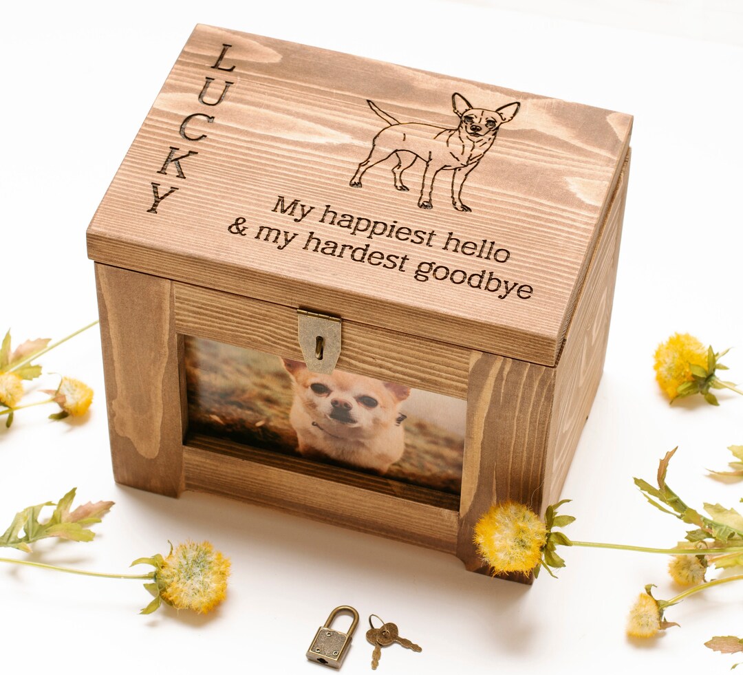 Personalized Pet Memory Box / Urn With Name and Text With Dog Breed ...