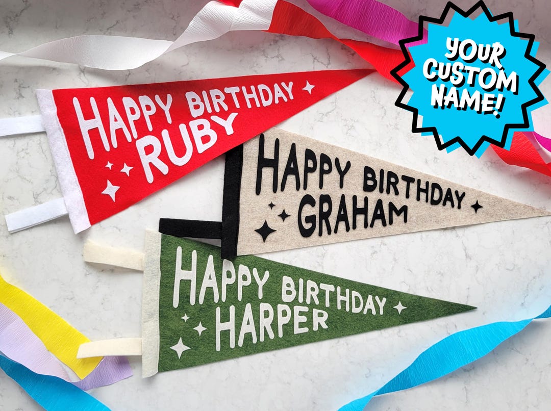 Custom Happy Birthday Felt Pennant - Etsy