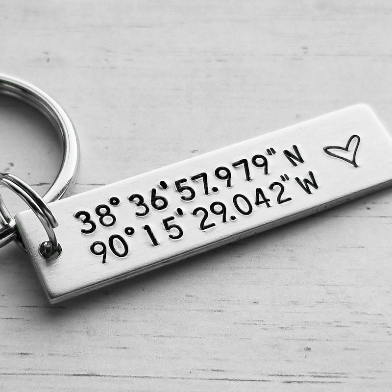 Coordinates Keychain - Etsy