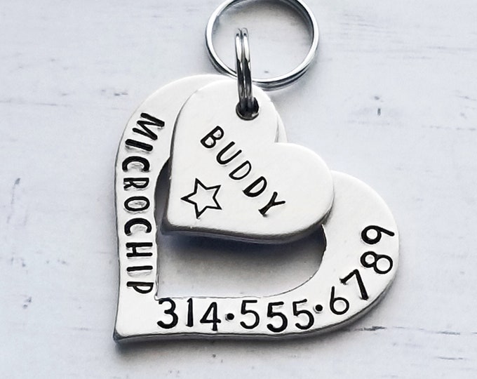Heart Shaped Dog Tag, Dog Tag for Collar, Dog Tag for Dogs, Dog Name ...