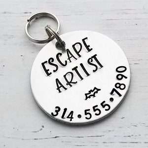 Escape Artist, Pet ID Tag, Dog Tag for Dogs, Dog ID Tag, Dog Name Tag ...