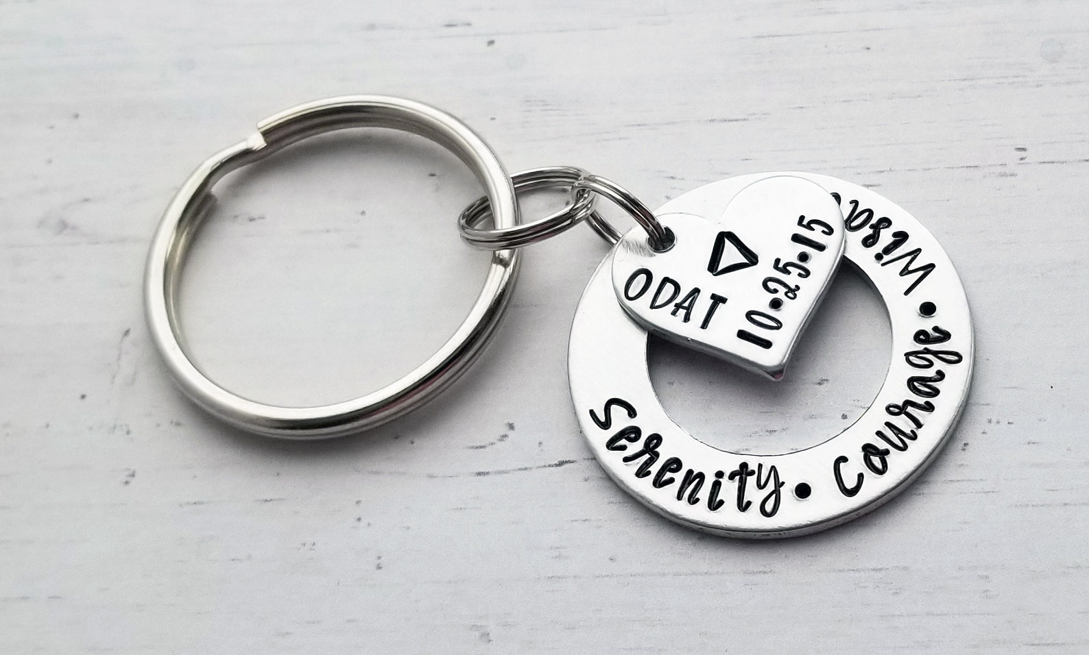Custom Keychain Recovery Keychain Hand Stamped , Serenity Prayer, ODAT ...