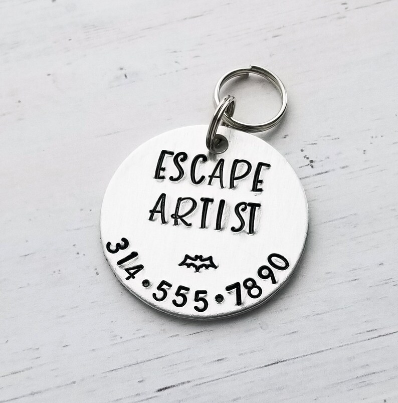 Escape Artist, Pet ID Tag, Dog Tag for Dogs, Dog ID Tag, Dog Name Tag ...