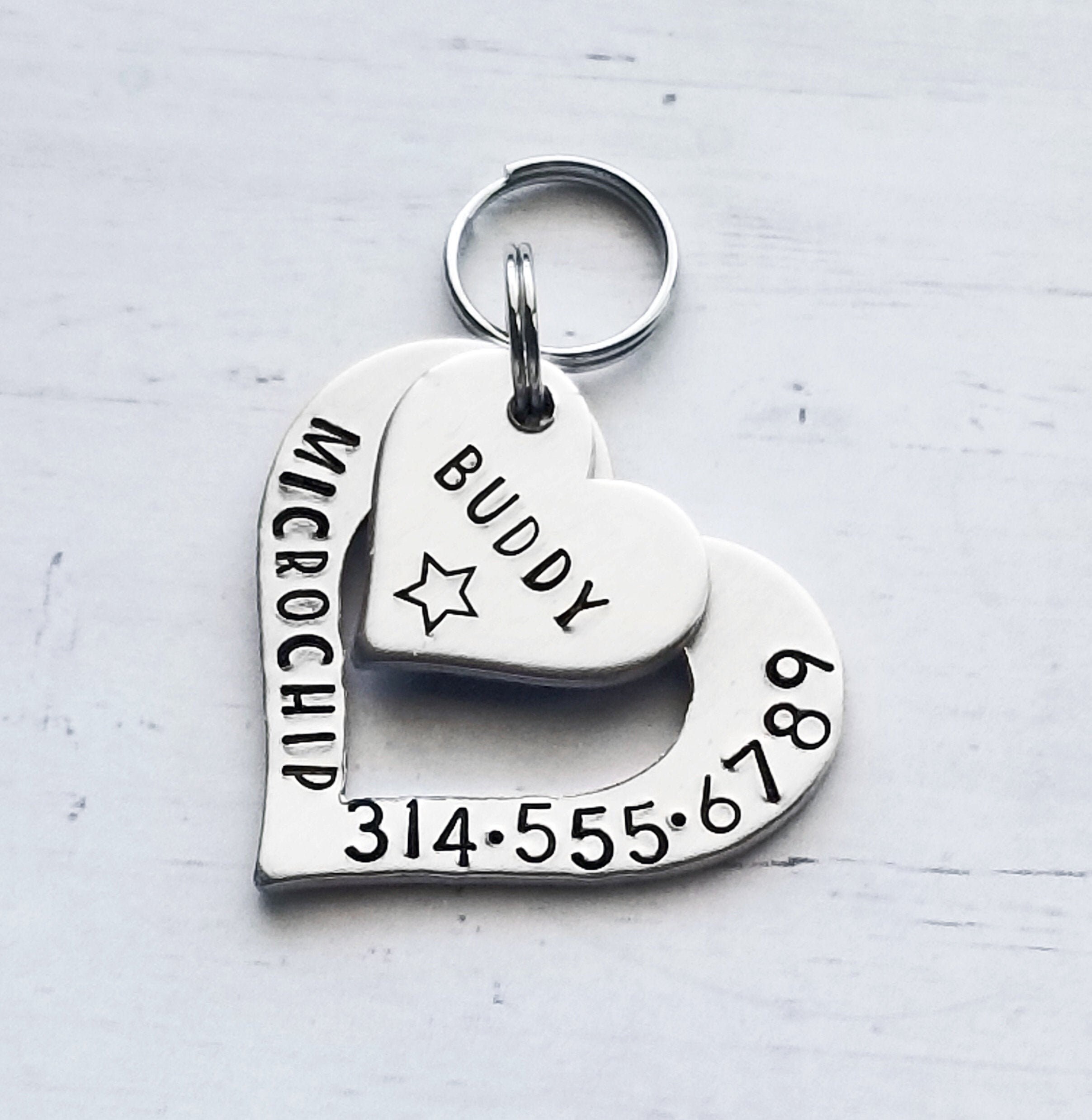 Custom Heart Shaped Dog Tag, Pet ID, Personalized, Hand Stamped - Etsy