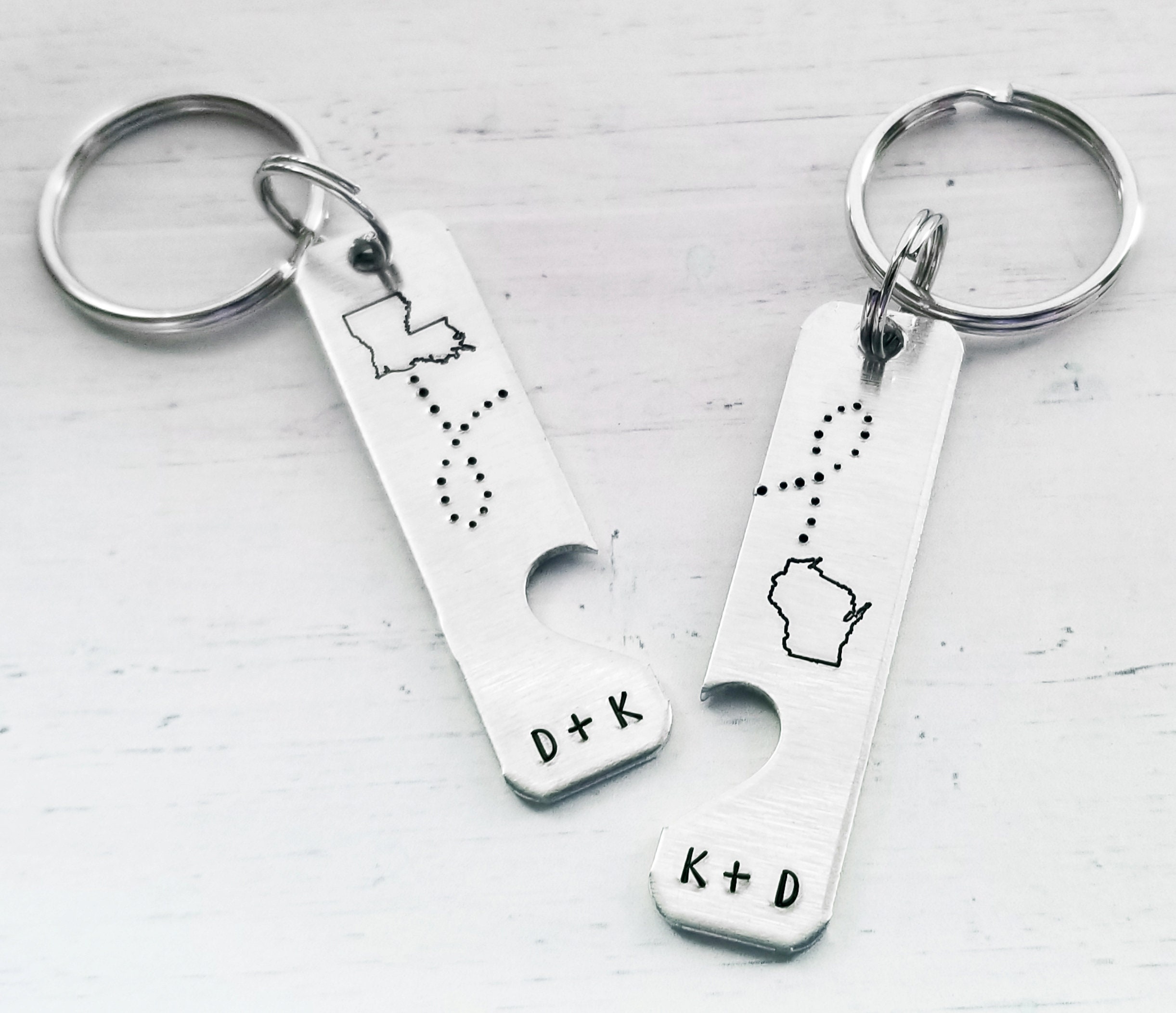 Long Distance Couples Keychain Set, Anniversary Gift Keychain, Husband ...