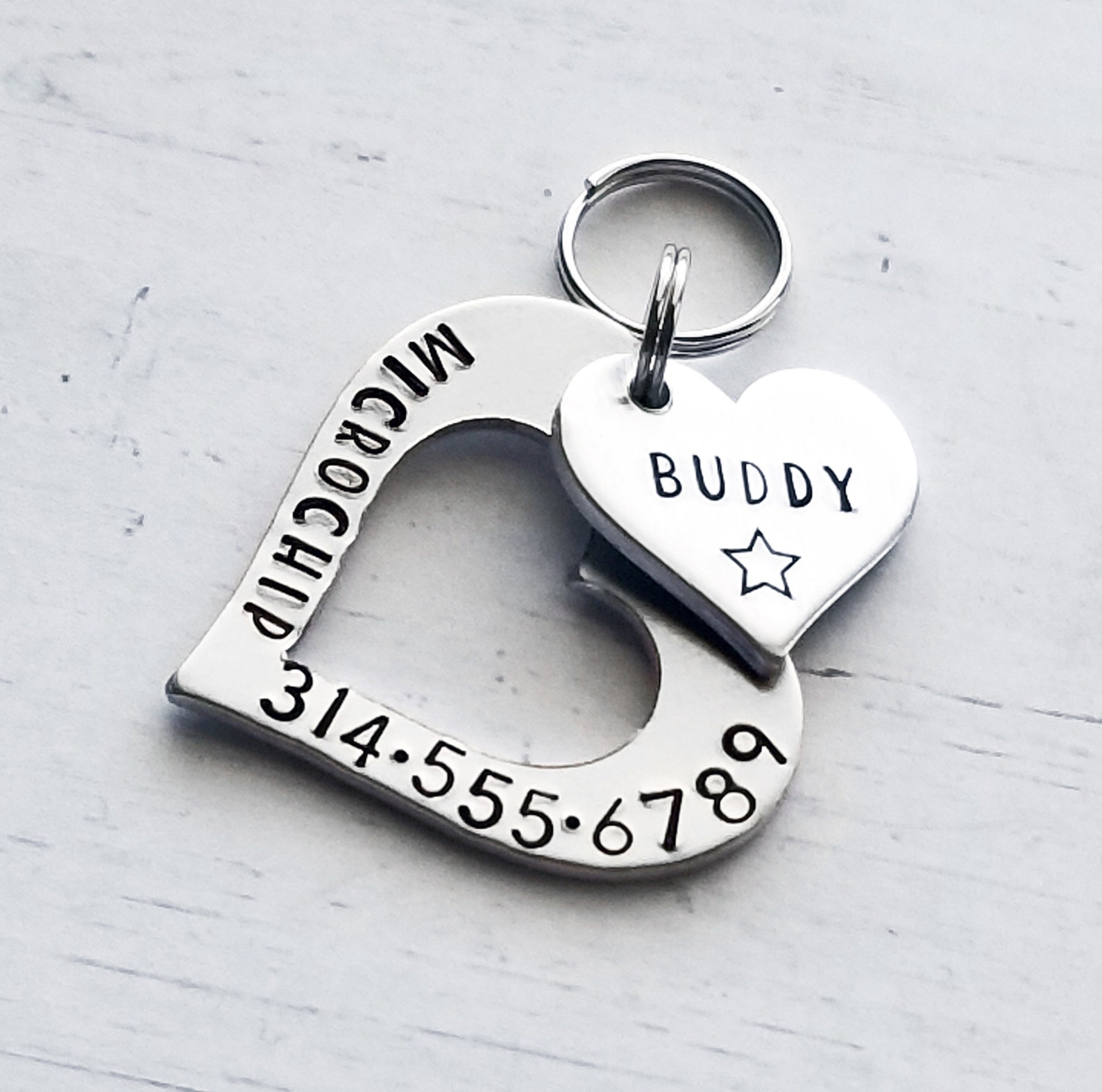 Custom Heart Shaped Dog Tag, Pet ID, Personalized, Hand Stamped - Etsy