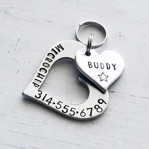 Custom Heart Shaped Dog Tag, Pet ID, Personalized, Hand Stamped - Etsy