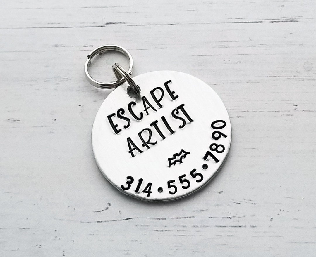 Escape Artist, Pet ID Tag, Dog Tag for Dogs, Dog ID Tag, Dog Name Tag ...