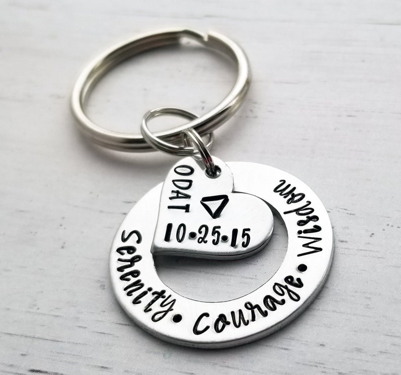 Recovery Keychain Sobriety Keychain One Day at A Time - Etsy