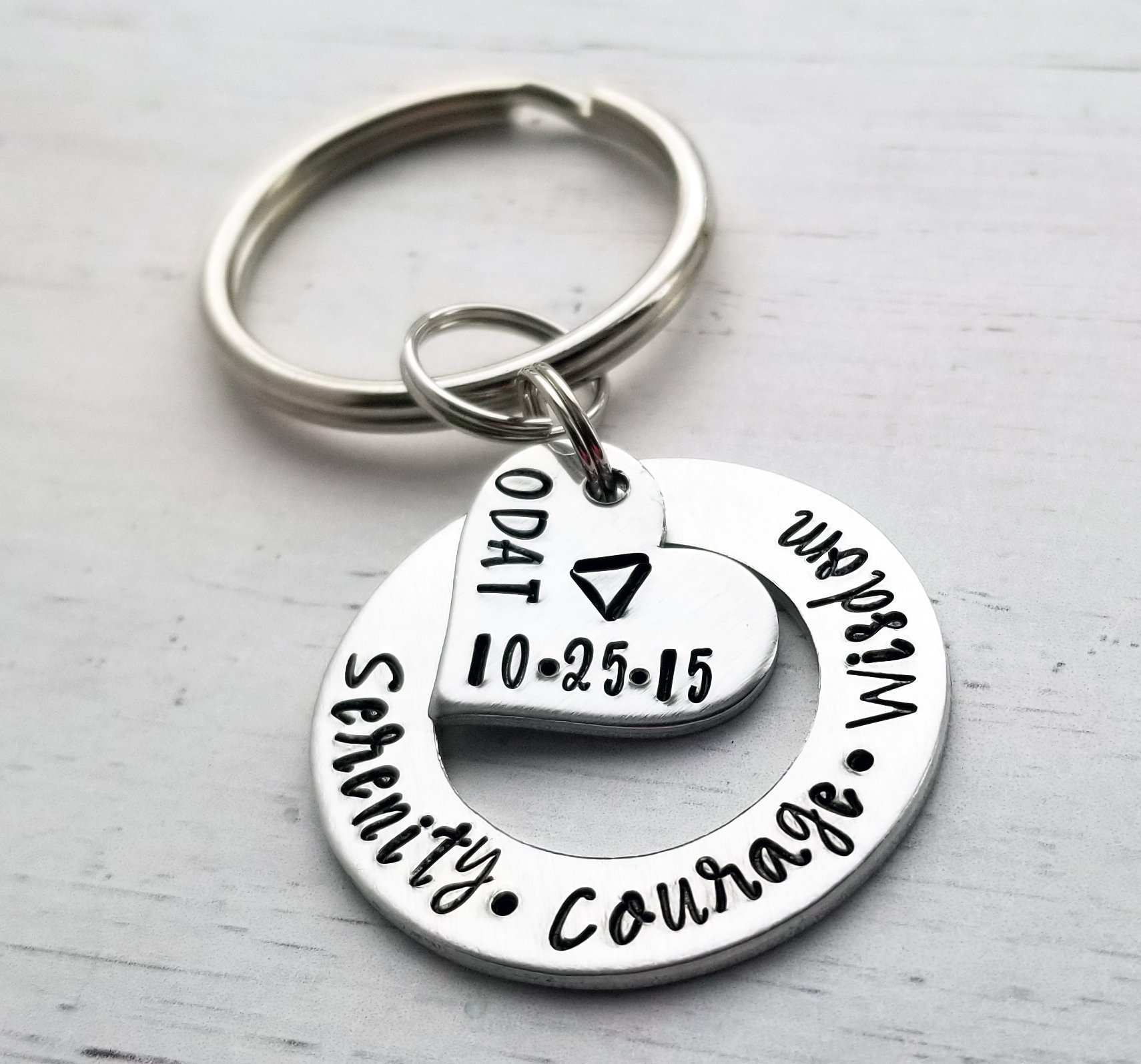Custom Keychain Recovery Keychain Hand Stamped , Serenity Prayer, ODAT ...