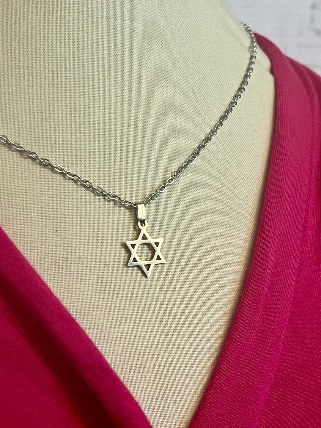 Silver Star of David Pendant / Stainless Steel Star of David - Etsy