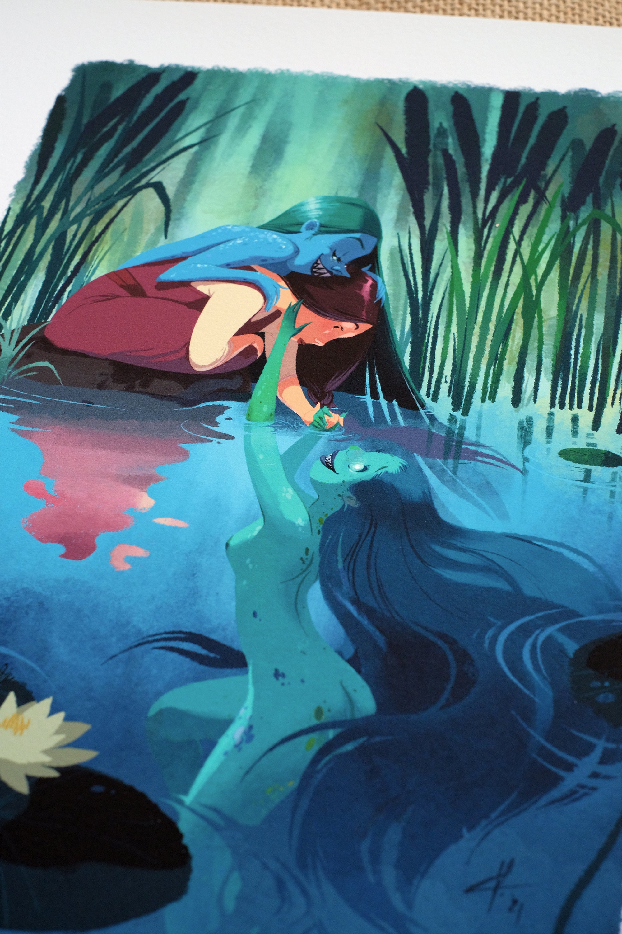 Rusalka Illustration Drawing Art Print Lake Water - Etsy