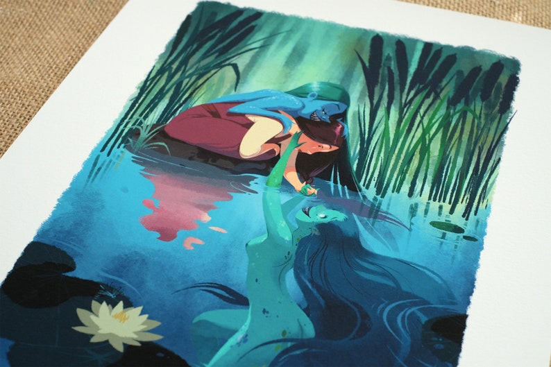 Rusalka Illustration Drawing Art Print Lake Water - Etsy