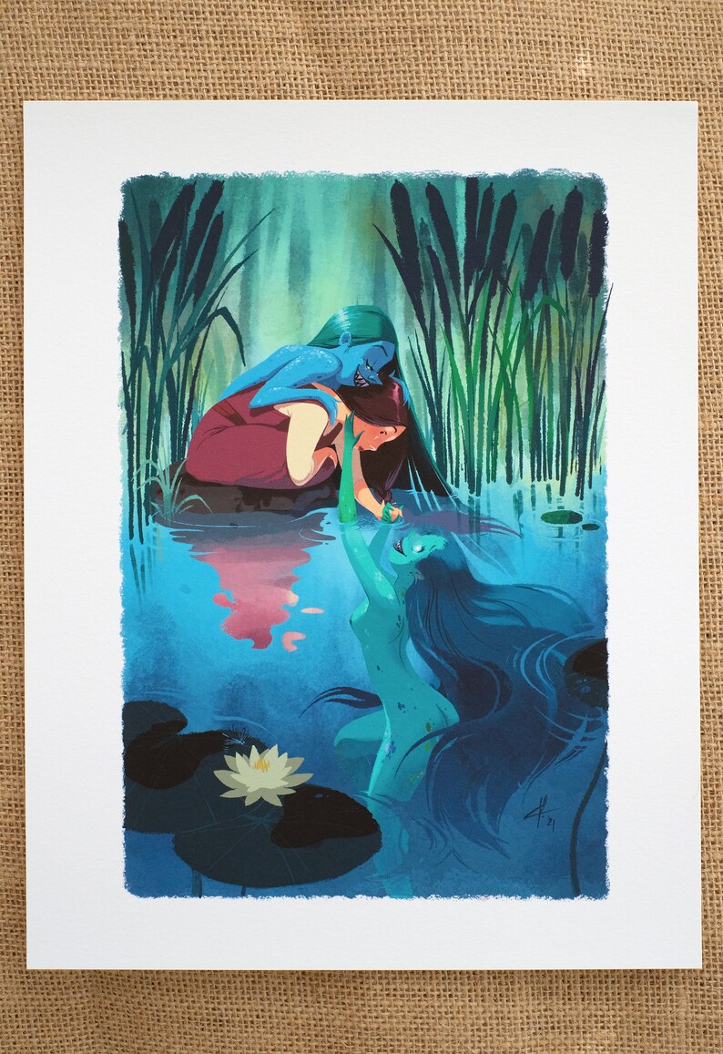 Rusalka Illustration Drawing Art Print Lake Water - Etsy