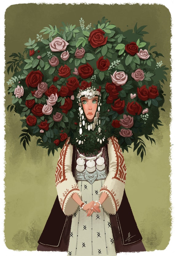 Bulgarian Bride Illustration Drawing Art Print 8x11 | Etsy