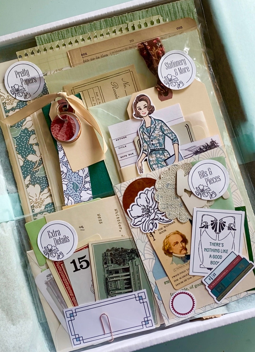 Vintage Librarian Ephemera Box Die Cuts Stationery - Etsy