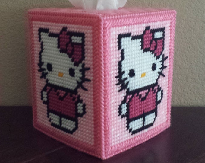 Kitty Cartoon Cat Classic Handmade Plastic Canvas Tissue Box Cover - Etsy