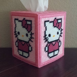 Kitty Cartoon Cat Classic Handmade Plastic Canvas Tissue Box Cover - Etsy