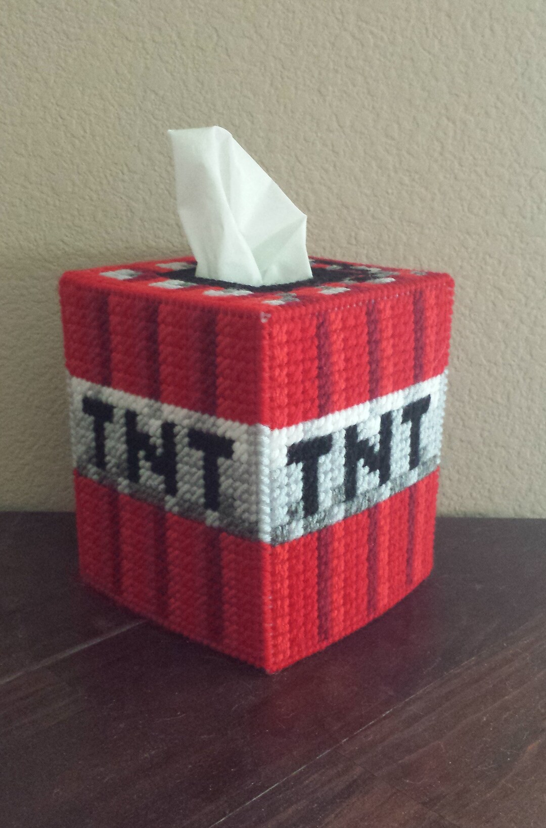 Minecraft TNT Video Game Computer Handmade Plastic Canvas - Etsy