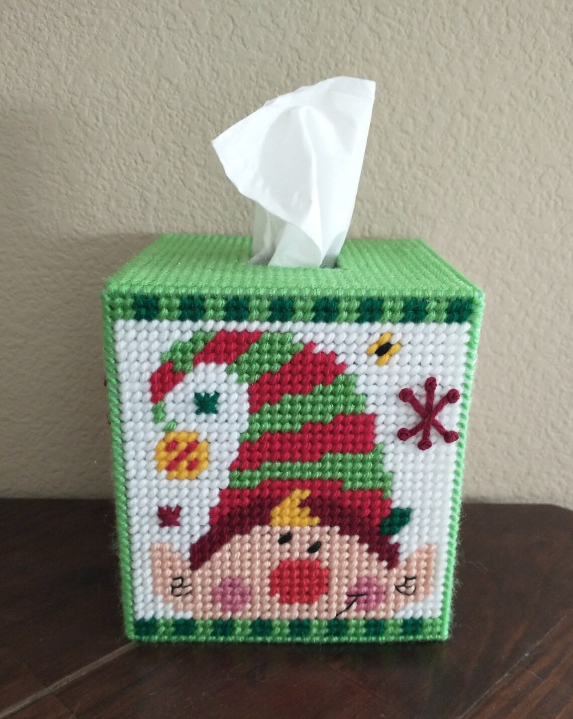 Santa's Elves Elf Christmas Holiday Handmade Plastic Canvas Tissue Box ...